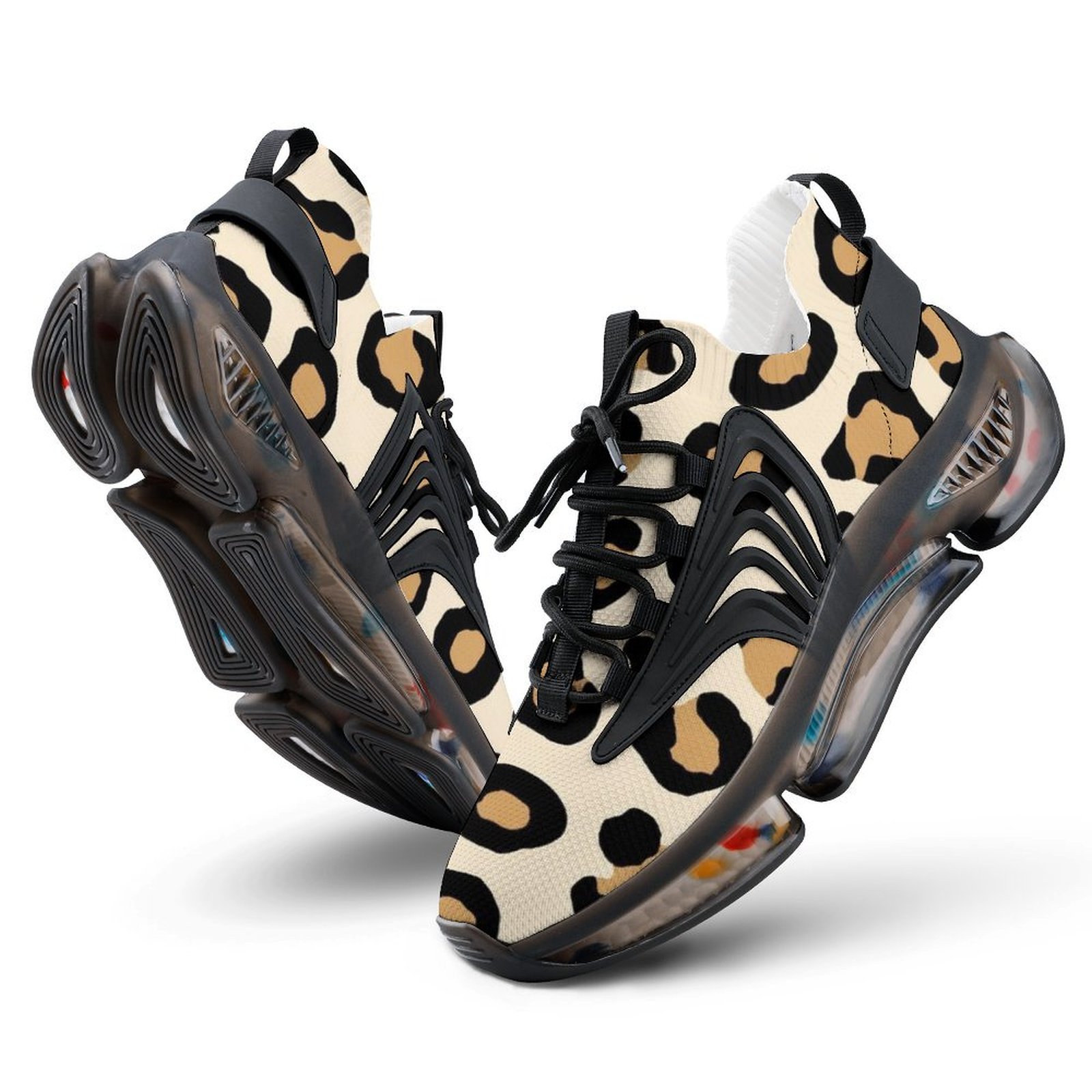 Beige Background Leopard Print Spots Walking Shoes for Men Woman ...
