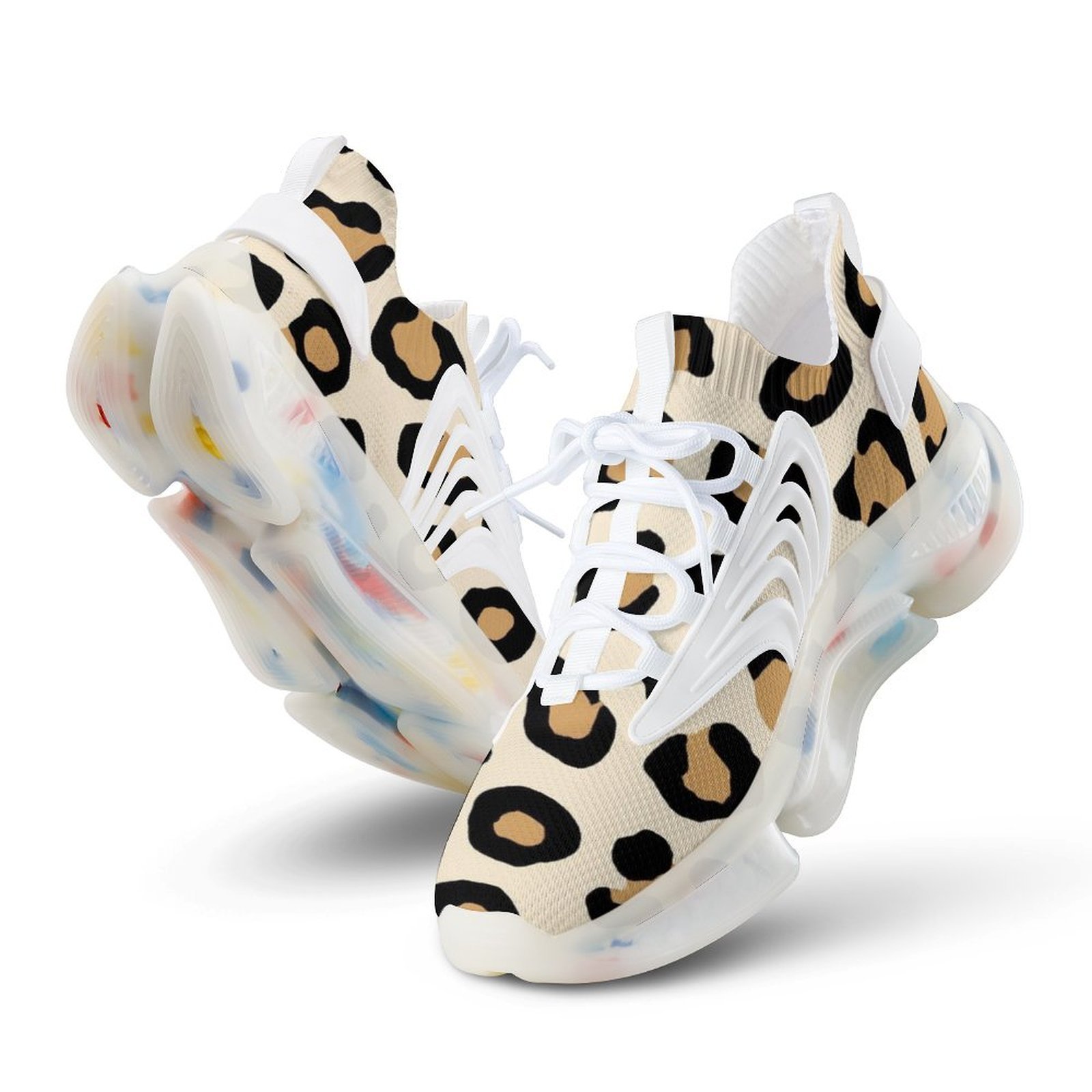 Beige Background Leopard Print Spots Walking Shoes for Men Woman ...