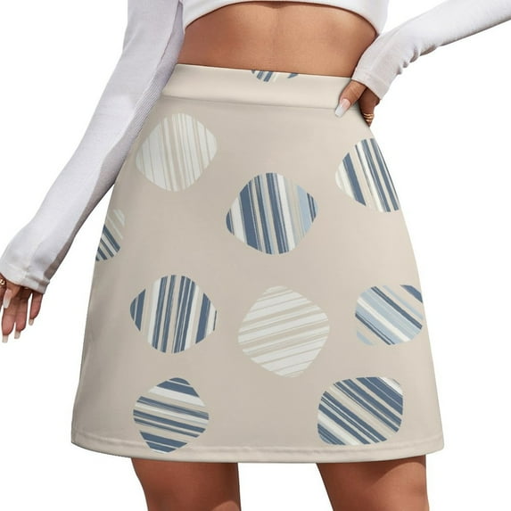 Beige Background Striped Pebble Pattern Women's High Waist Skirt ...