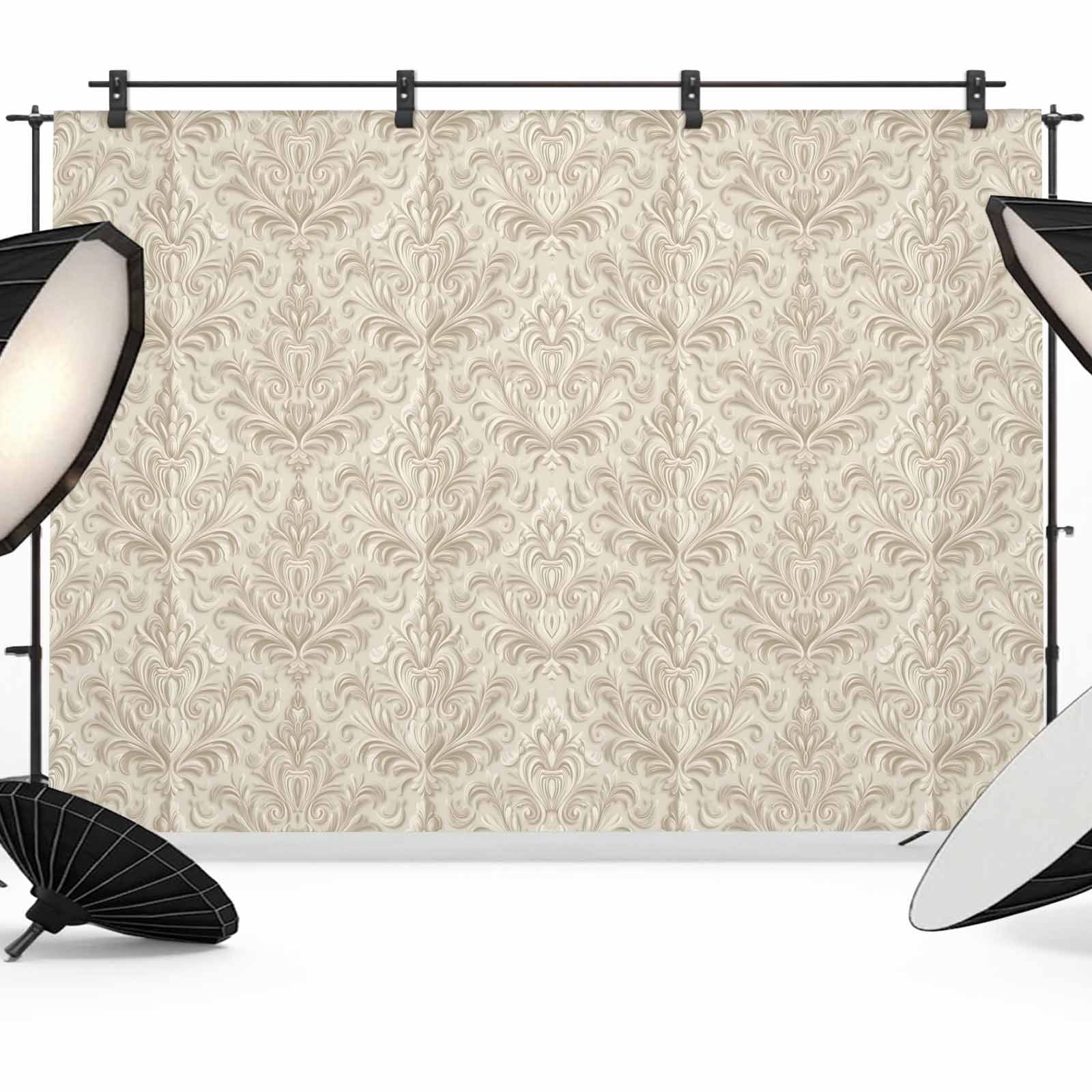 Beige Baroque Backdrop for Photography,Fabric Photo Background Backdrop ...