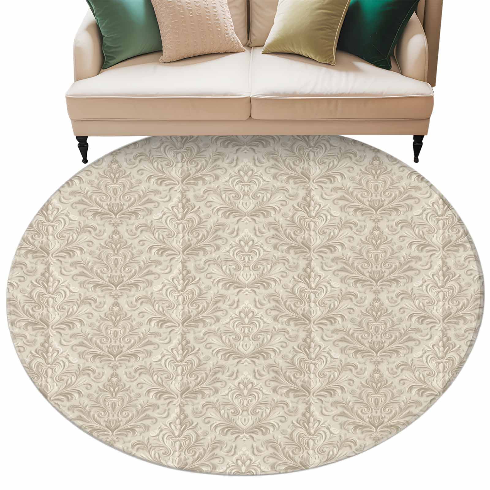 Beige Baroque Large Area Rugs for Bedroom Living Room, Soft Non Slip ...
