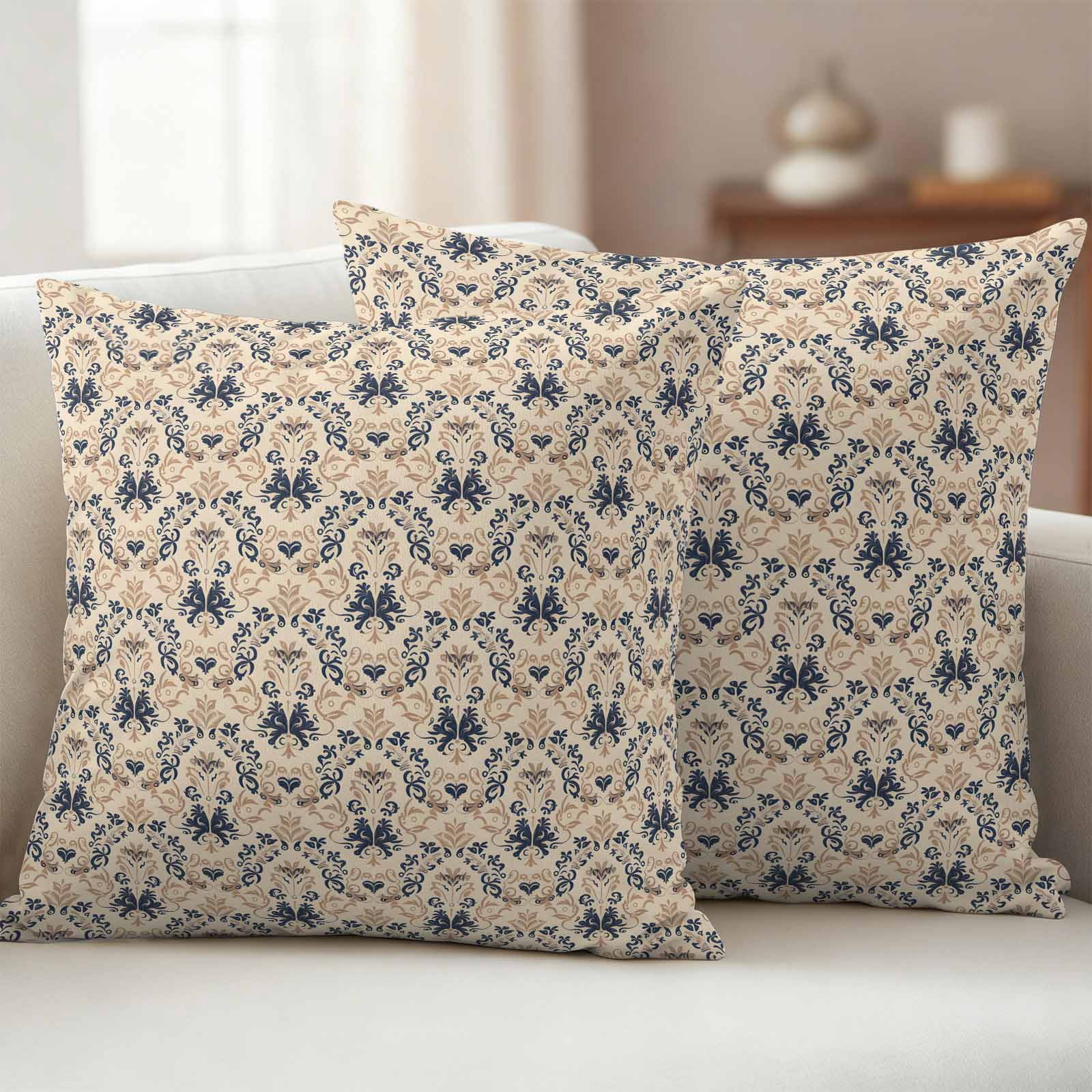 Beige Baroque Outdoor Waterproof Throw Pillow Covers 18x18 Set of 2 ...