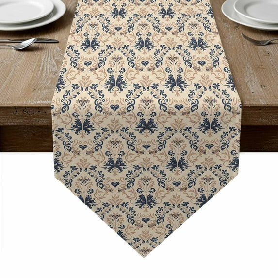 Beige Baroque Table Runner Linen Burlap Table Runner 90 Inches Long ...
