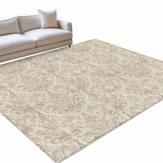 Beige Baroque Washable Rug 5x7 Area Rug for Living Room Bedroom Non ...