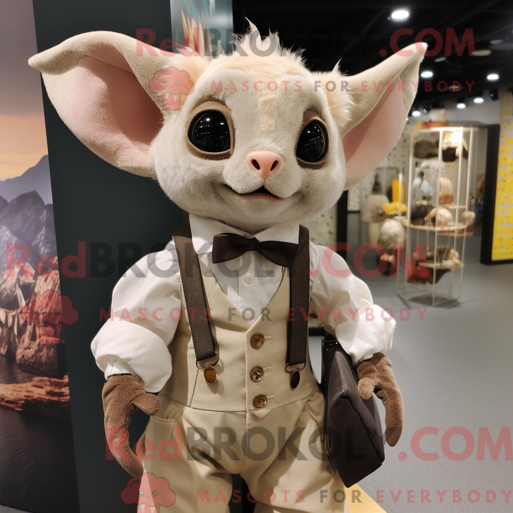 Beige Bat REDBROKOLY mascot costume character dressed with a Dress ...