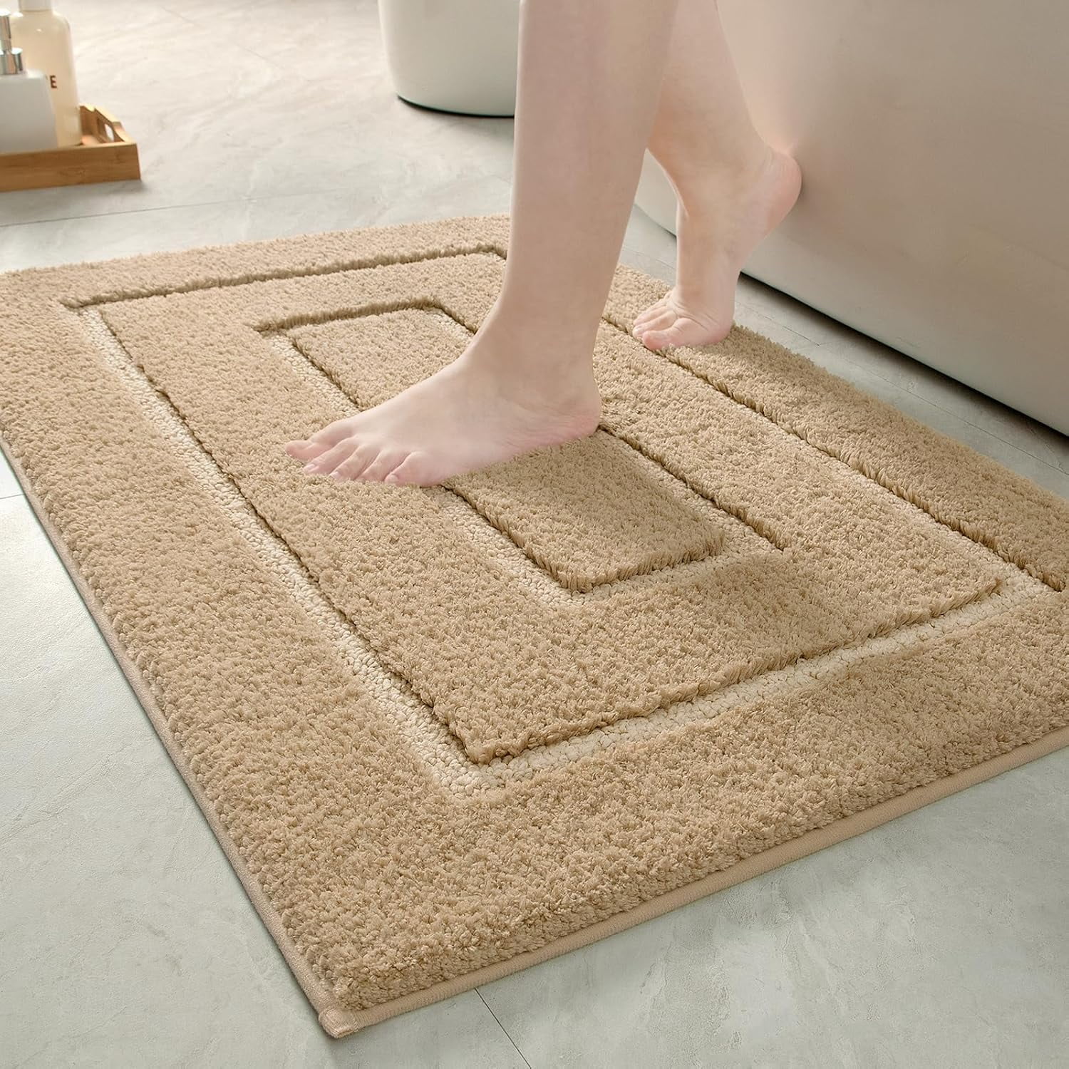 Beige Bathroom Rugs 24x36 Inch Bathroom Runner Rugs Non Slip Washable ...