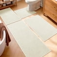 Beige Bathroom Rugs Sets 4 Piece Quick Dry Thin Bath Mat With Toilet ...