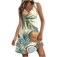 Beige Beach Dress for Women Summer Fall Sleeveless V Neck Spandex ...
