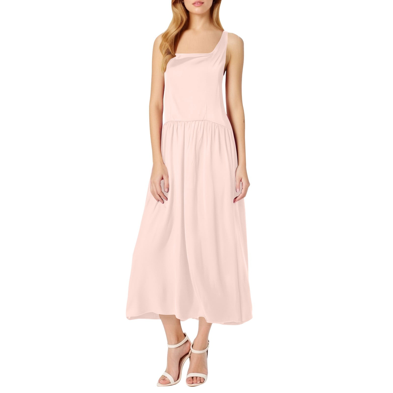 Beige Beach Sundresses for Women Sleeveless Spaghetti Strap Scoop Neck ...