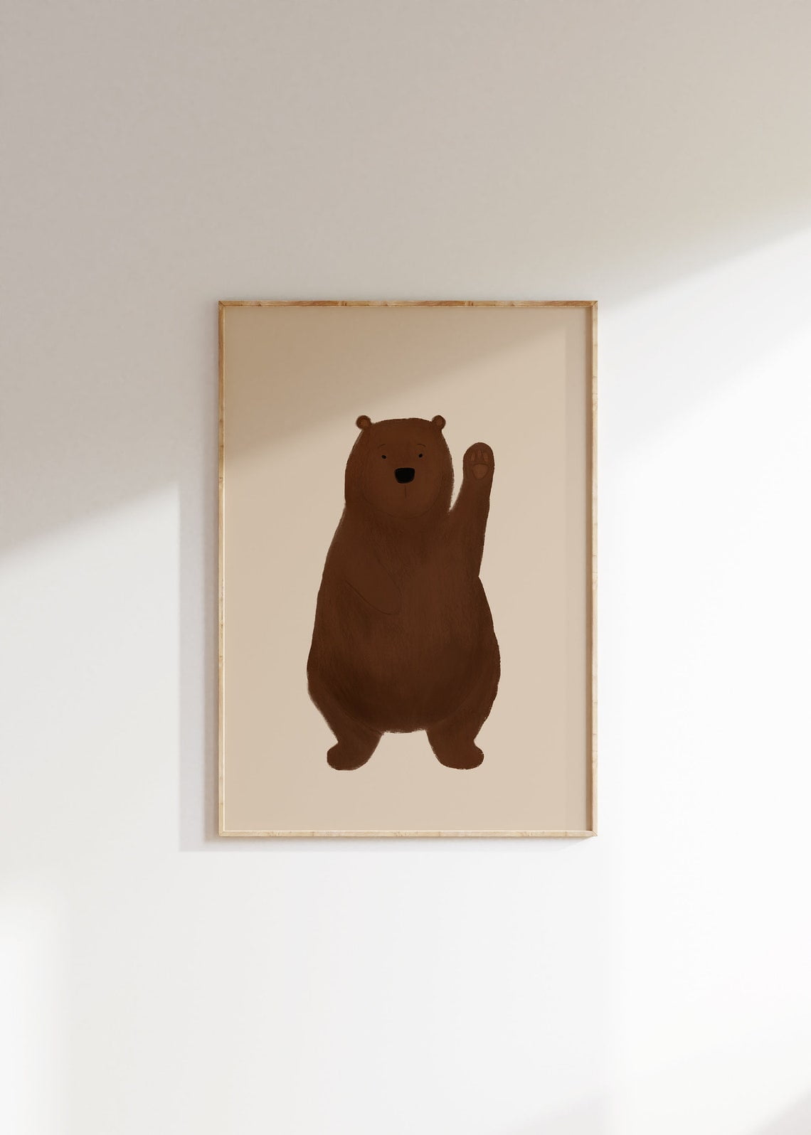 Beige Bear Cute Neutral Bear Woodland Forest Baby Room, Unframed Canvas ...