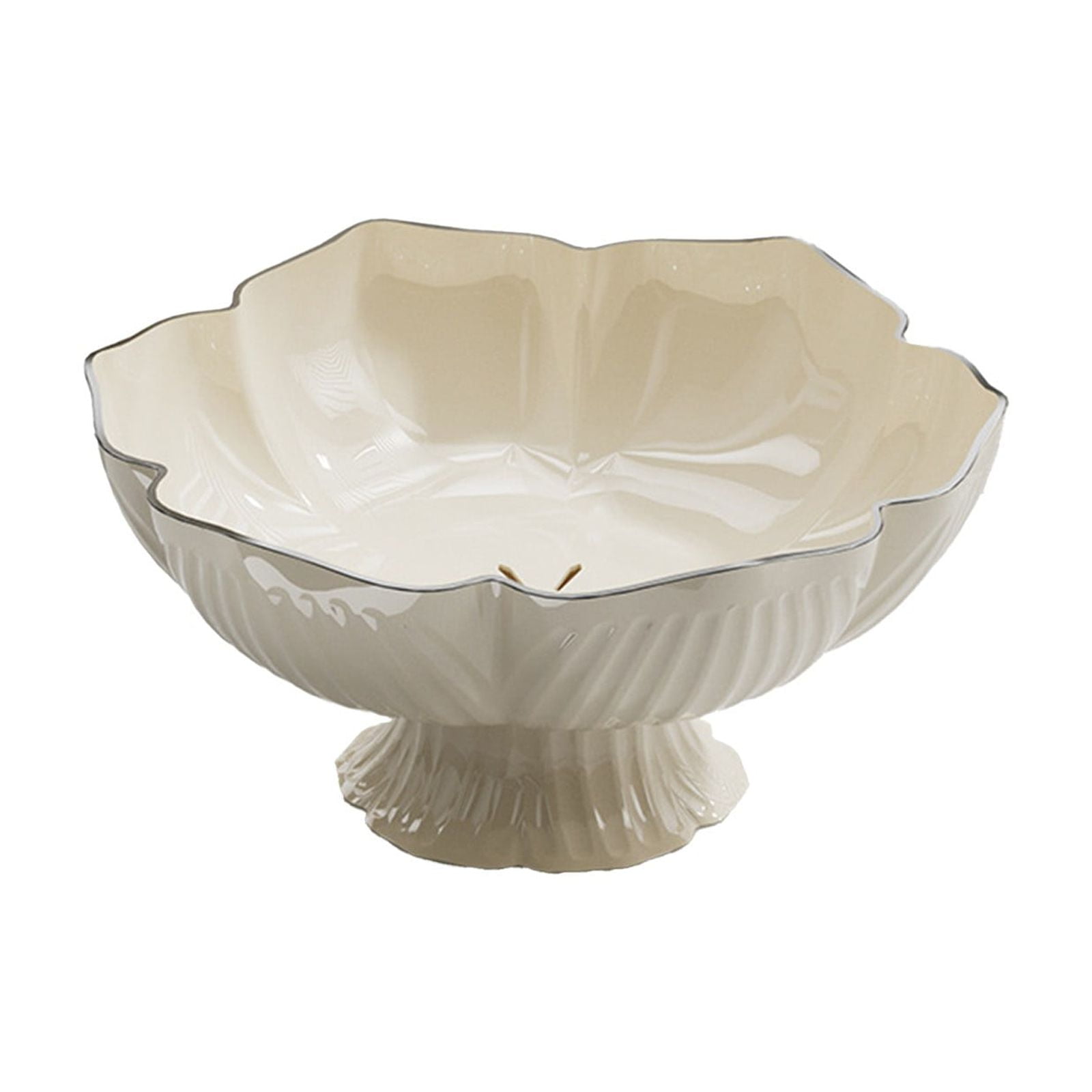 Beige Beige Fruit Serving Tray With Hollow Bottom, Non-Slip Surface And ...