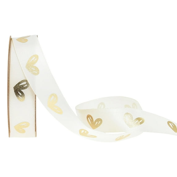 Beige Beige Gold Foil Printed Heart Ribbon Diy Handmade Ribbon Gift ...