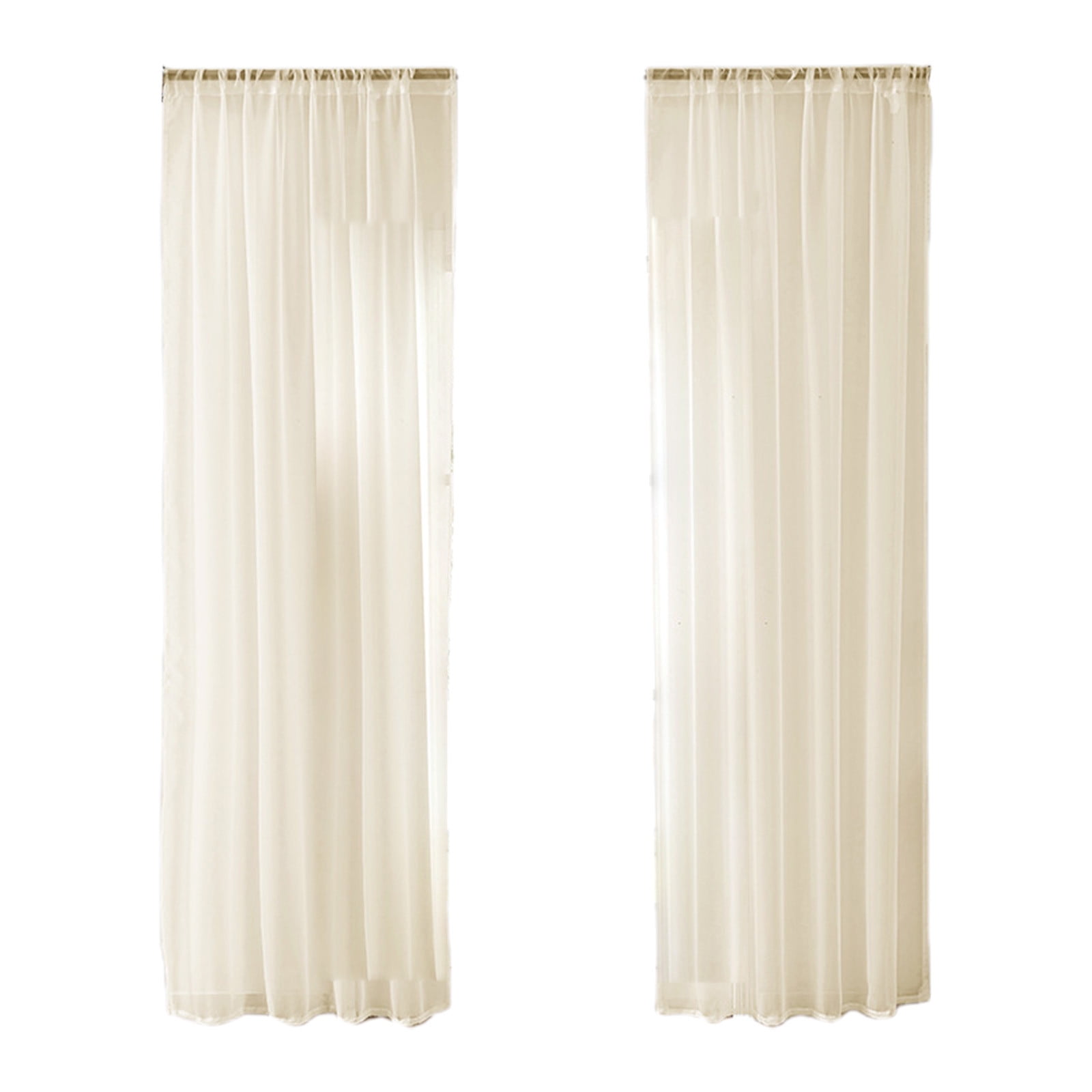 Beige Beige Sheer Curtains 51.2X39.4In Polyester Rod Pocket Lightweight ...