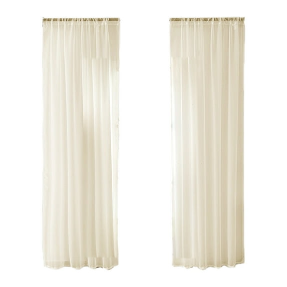 Beige Beige Sheer Curtains 51.2X39.4In Polyester Rod Pocket Lightweight ...