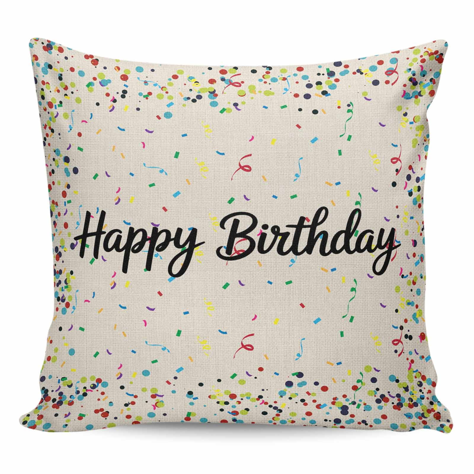 Beige Birthday Pillow Covers 26x26 Inch Decorative Throw Pillow Cover ...
