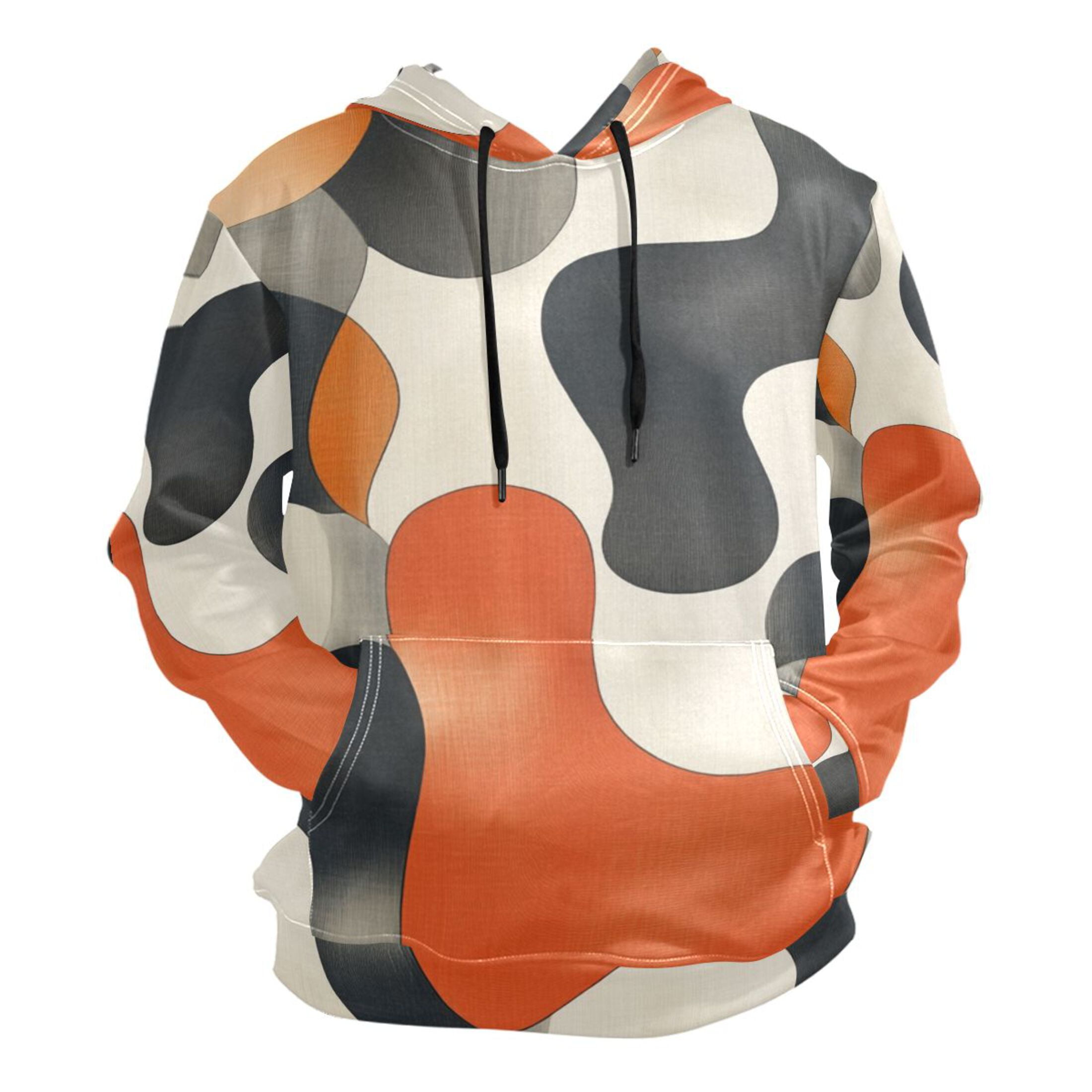 Beige Black Abstract Art Men’s Hoodies Sweatshirt Fleece Jackets Long ...