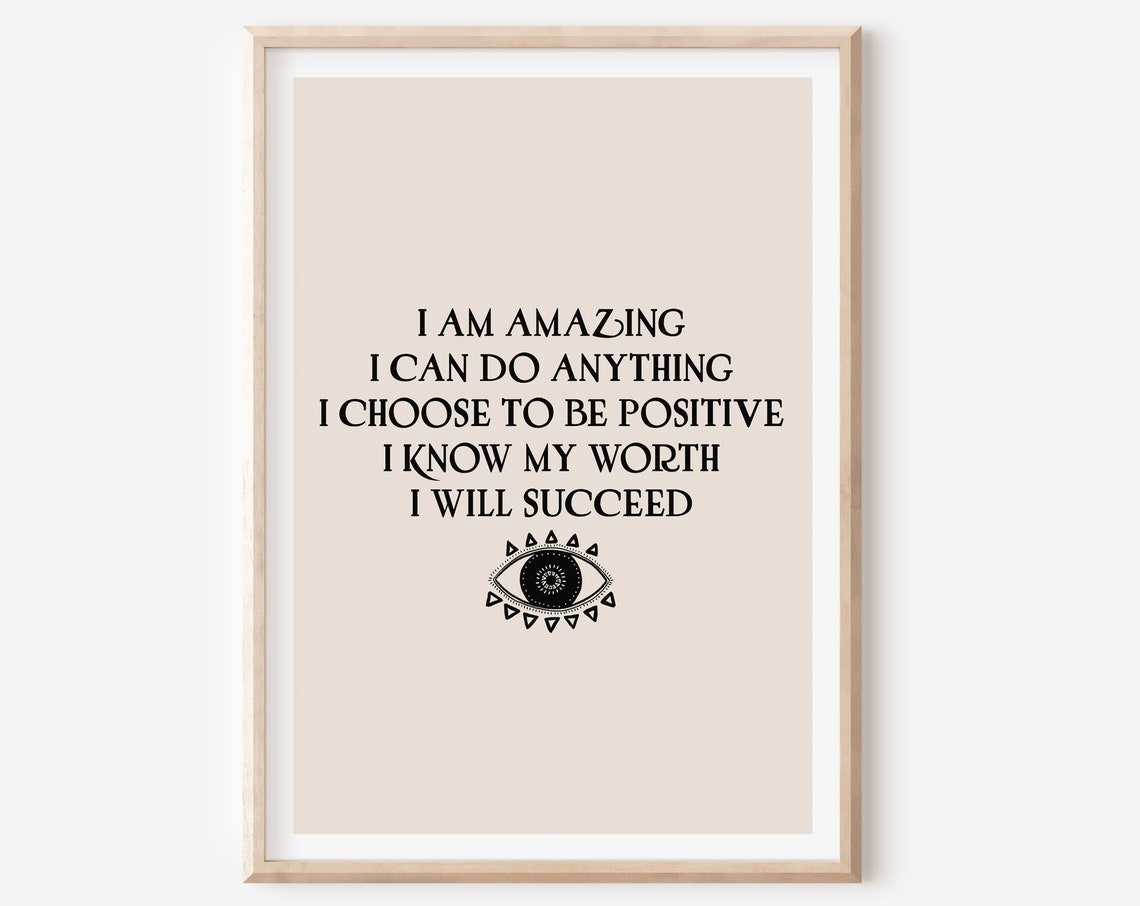 Beige And Black Boho Positive Affirmation Print - Bohemian Wall Art ...