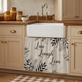 Beige Black Botanical Cabinet Curtains 28"W x 35L, Farmhouse Laugh Love ...