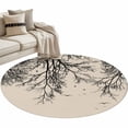 Beige Black Branches Round Rug 3.3ft Washable Circle Entryway Rugs Non ...