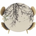 Beige Black Branches Round Tablecloth 45-54 Inch Round Fitted Table ...