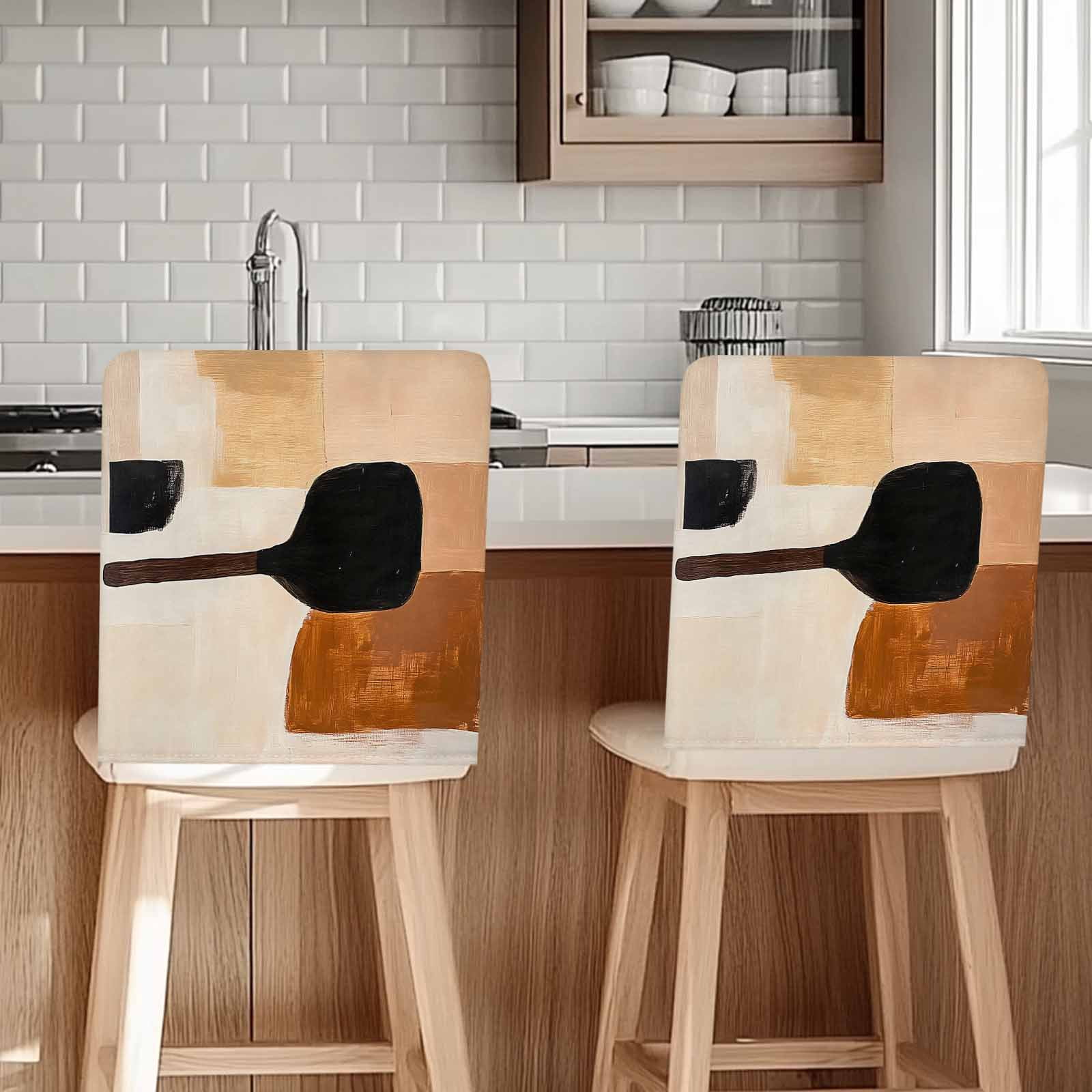 Beige Black Brown Abstract Art Graffiti Color Block Modern Chair Covers ...