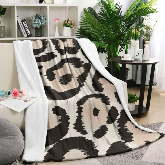 Beige and Black Leopard Pattern Blanket,Comfortable Soft Lamb Wool ...