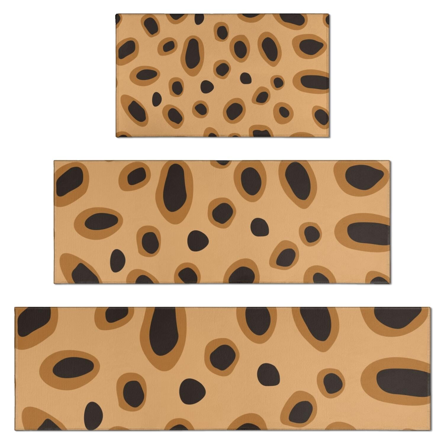 Beige and Black Of Leopard Print Kitchen Rugs Sets Of 3,Kitchen Runner ...