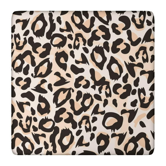 Beige and Black Of Leopard Print Square Fitted Tablecloth with Elastic ...
