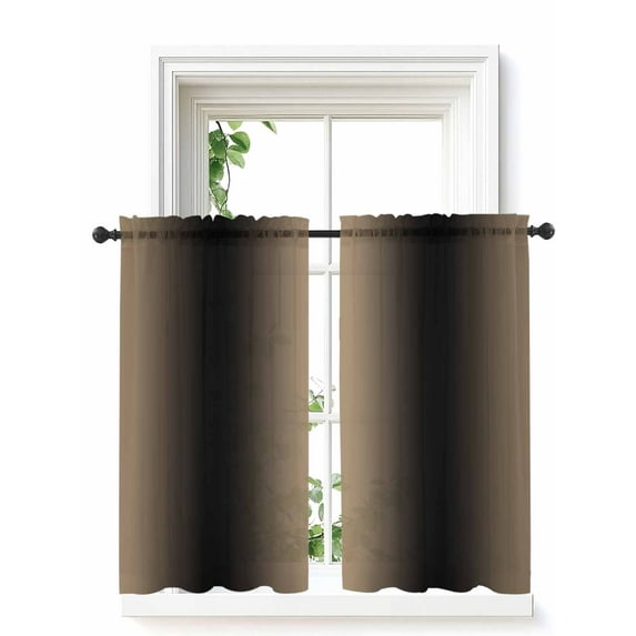 Beige Black Ombre Curtains 54 Inch Length, Sheer Curtains for Bedroom ...