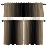 Beige Black Ombre Kitchen Curtains Sets for Windows 24 Inch Length ...