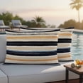Beige Black Outdoor Throw Pillow Covers Set of 2, Yellow Striped ...