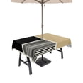 Beige Black Rectangle Outdoor Tablecloth with Umbrella Hole Vintage ...