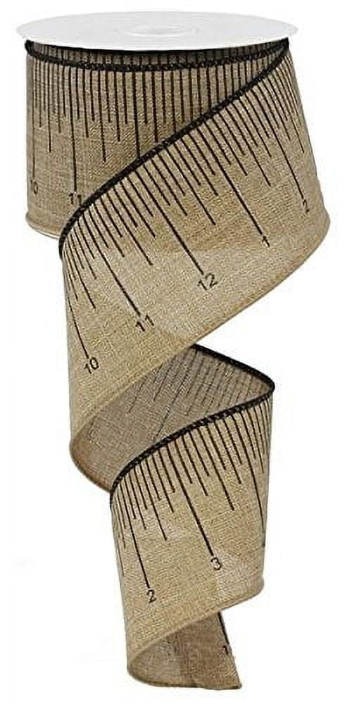 Beige Black Ruler Wire Edge Ribbon | Teacher Classroom | 2.5 Inches x ...