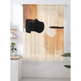 Beige Black Sheer Curtains 63 Inch Long 1 Panel Abstract Art Mottled ...