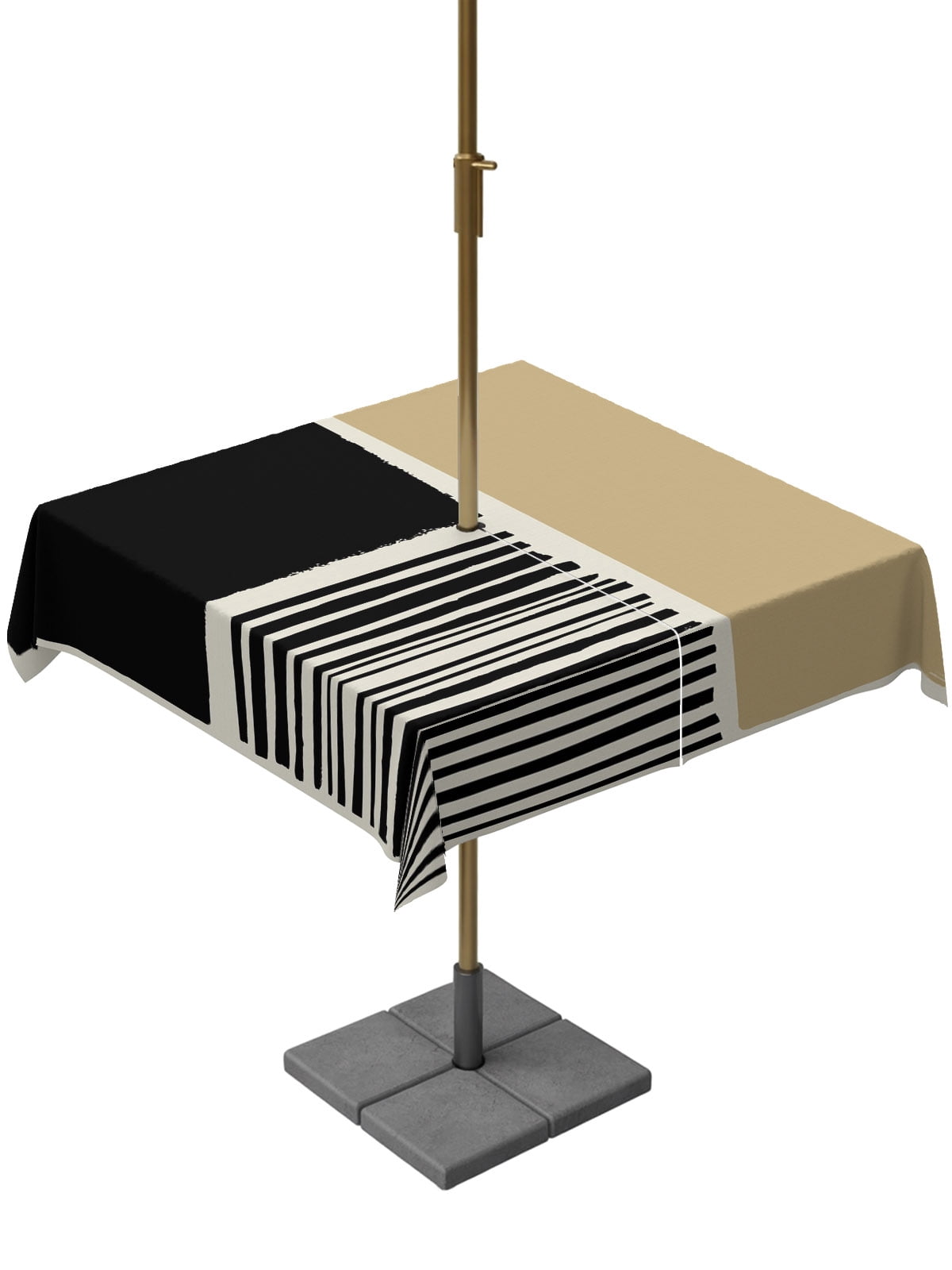 Beige Black Square Outdoor Tablecloth with Umbrella Hole Vintage ...