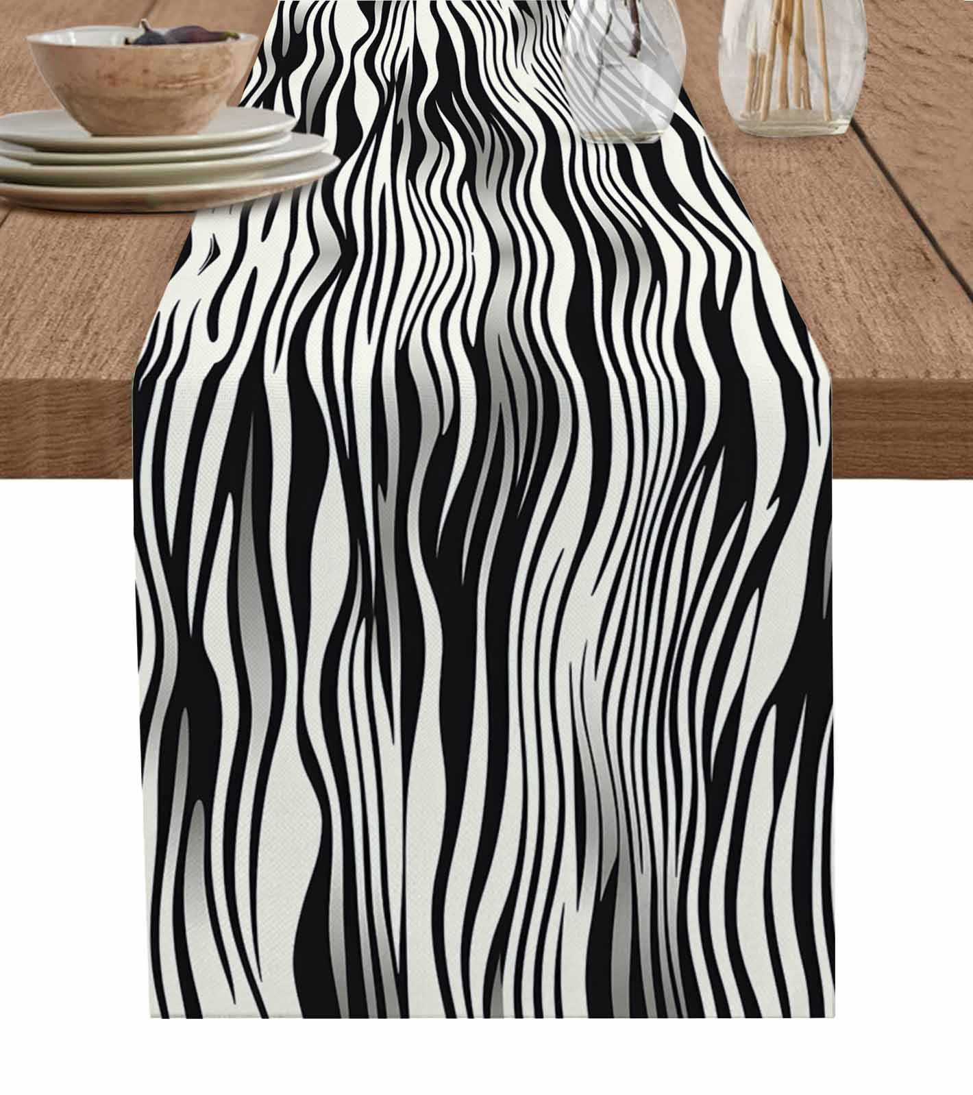 Beige Black Stripe Burlap Cotton Table Runner 13x108 Inches Long ...