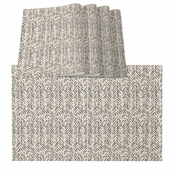 Beige Black Striped Placemats for Dinning Table Set of 6, Abstract ...