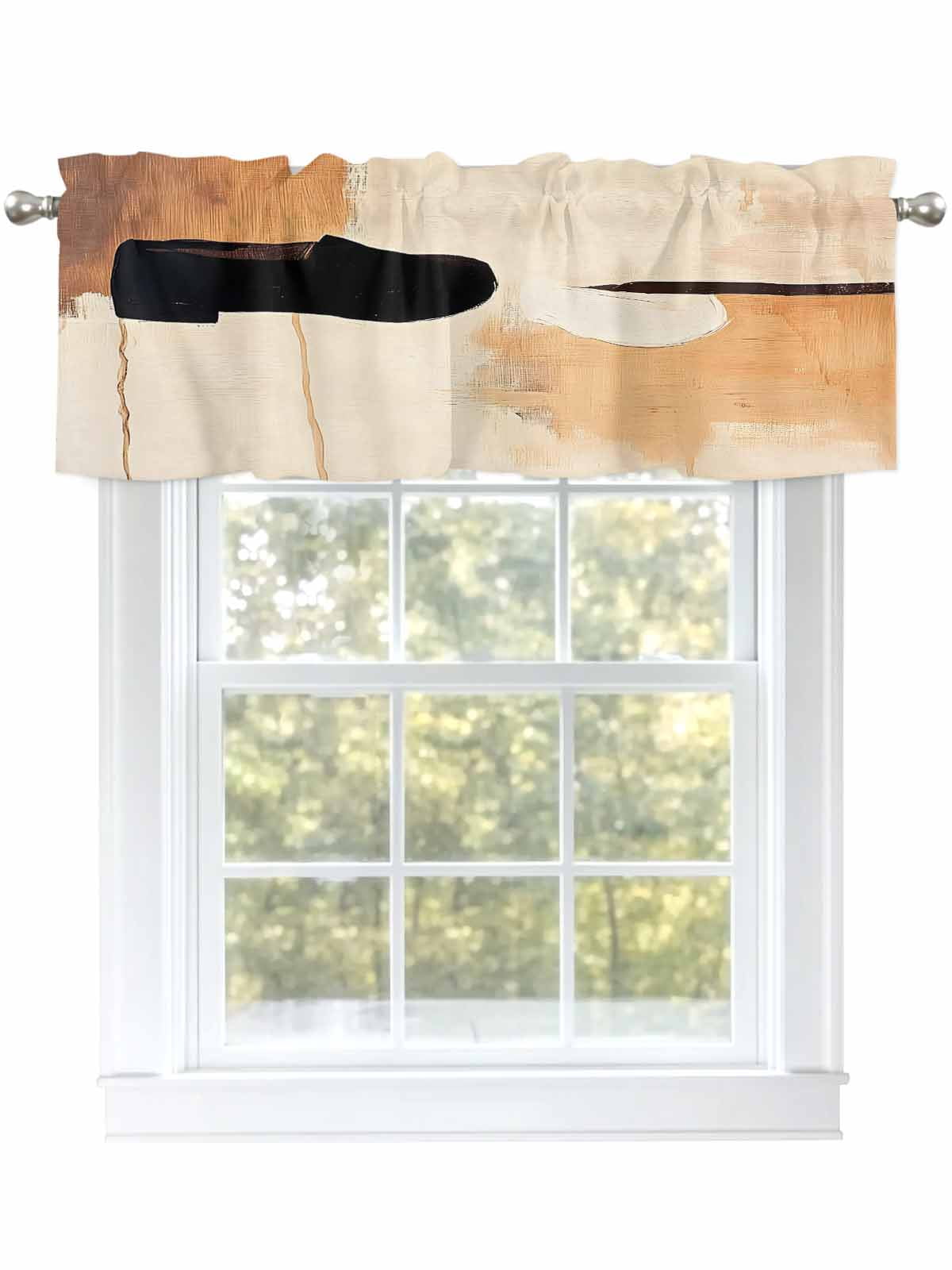 Beige Black Valances for Windows Abstract Art Mottled Graffiti Color ...