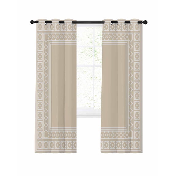 Beige Blackout Curtains 2 Panels Set Boho Diamond Pattern Border Rustic ...