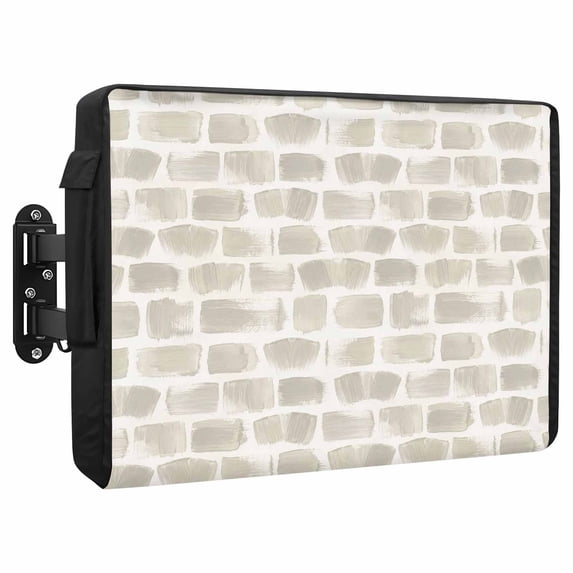 Beige Blocks Waterproof Outdoor TV Cover, Modern Abstract Boho ...