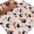 Beige Blossoms Black Cat Area Rug 6x9 Washable Rug Non Slip Farmhouse ...