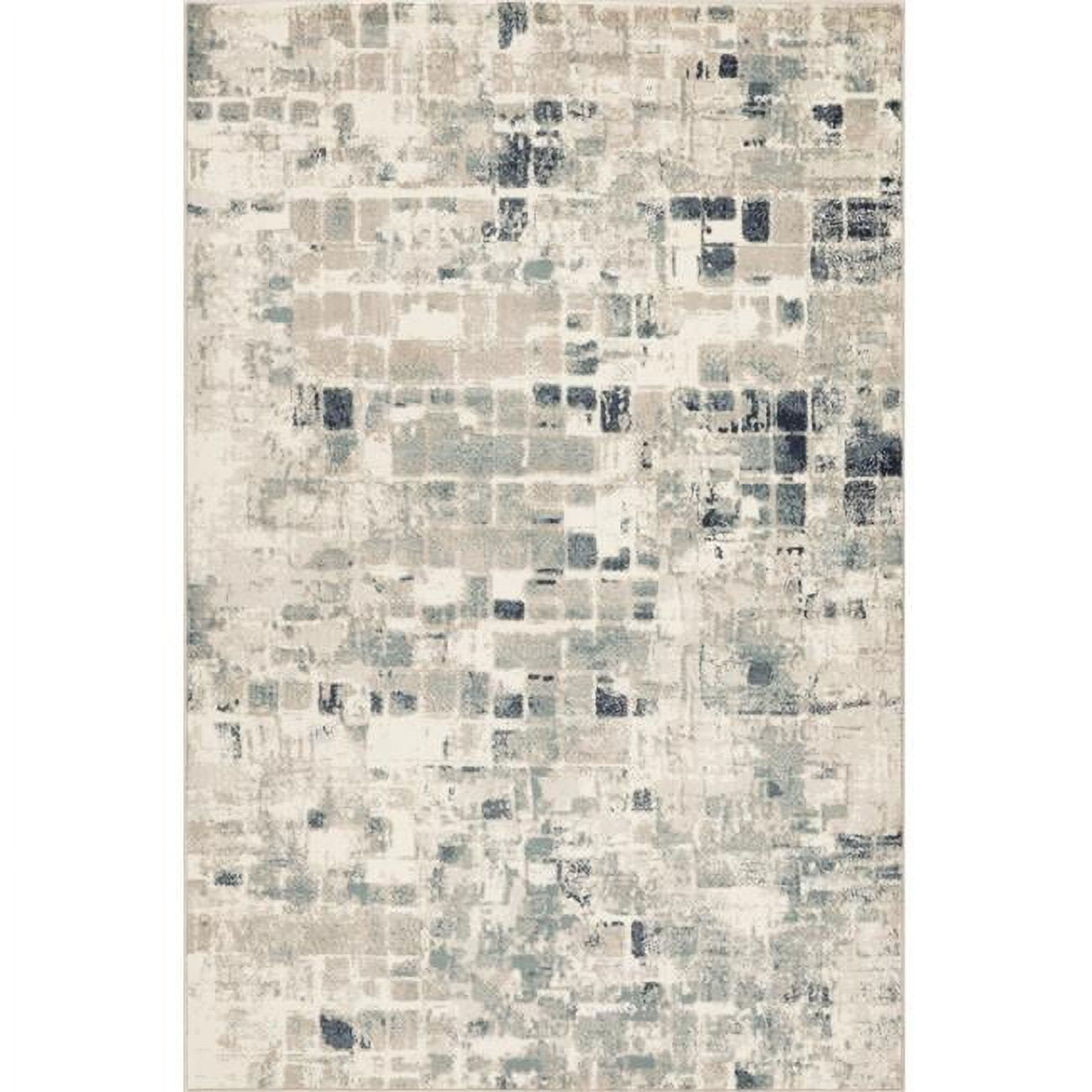 Beige & Blue Abstract Tiles Distressed Area Rug - 5 x 8 ft. - Walmart.com
