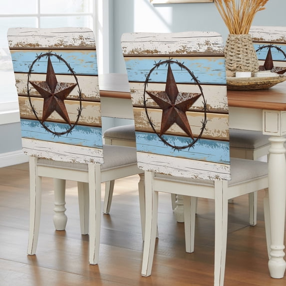 Beige Blue Brown Star Retro Chair Back Covers, Texas Star Wooden ...
