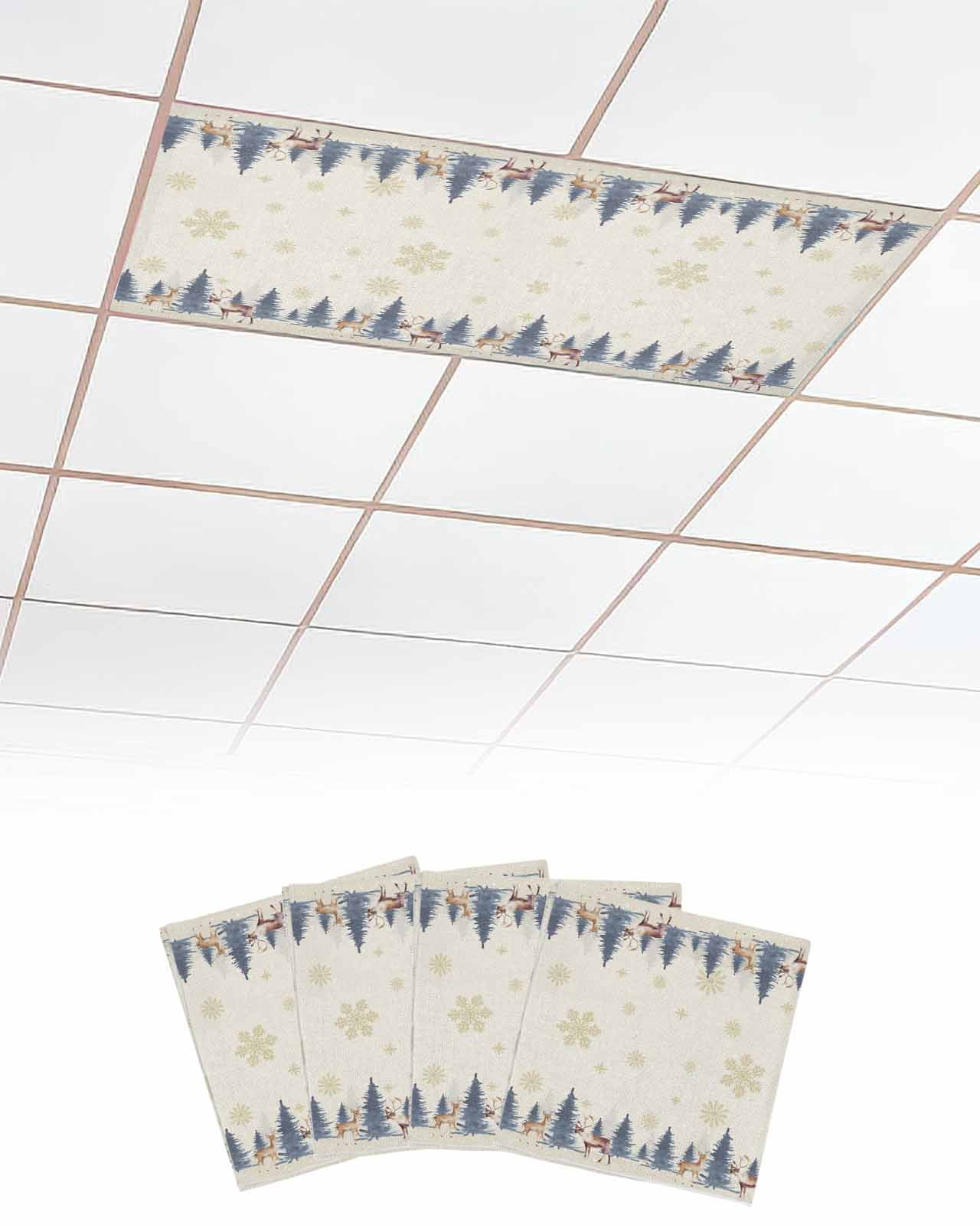 Beige Blue Christmas Fluorescent Light Covers for Ceiling Lights 4x2 ...