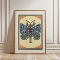 Beige Blue Dragonfly Poster Tribal Line Art Insect Folk Style Art ...
