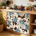 Beige Blue Floral Cabinet Curtains 35" W x 35" L, Retro Country Flowers ...