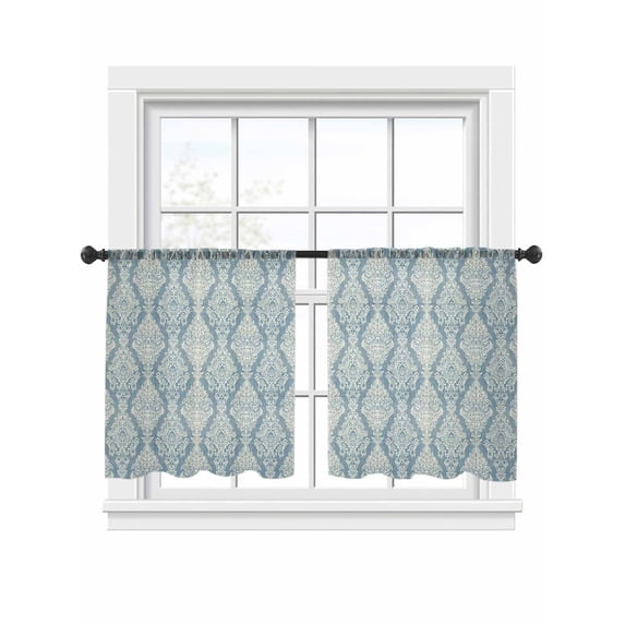 Beige Blue Flower Sheer Curtains 2 Panels Set Ethnic Middle East Sheer ...