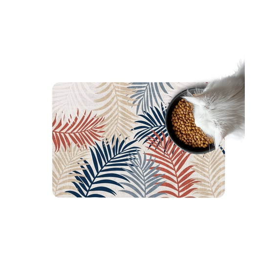 Beige Blue Palm Leaves Doormat Non Slip Diatomaceous Earth Door Mat ...