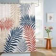 Beige Blue Palm Leaves Shower Curtain, Summer Botanical Vintage ...