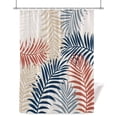 Beige Blue Palm Leaves Shower Curtains for Bathroom, Summer Botanical ...